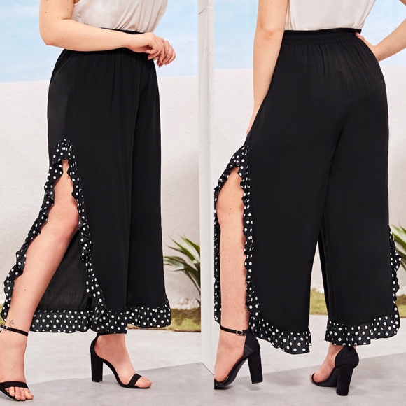 Pants & Jumpsuits | Plus Size Flutter Side Slit Pants Black | Poshmark